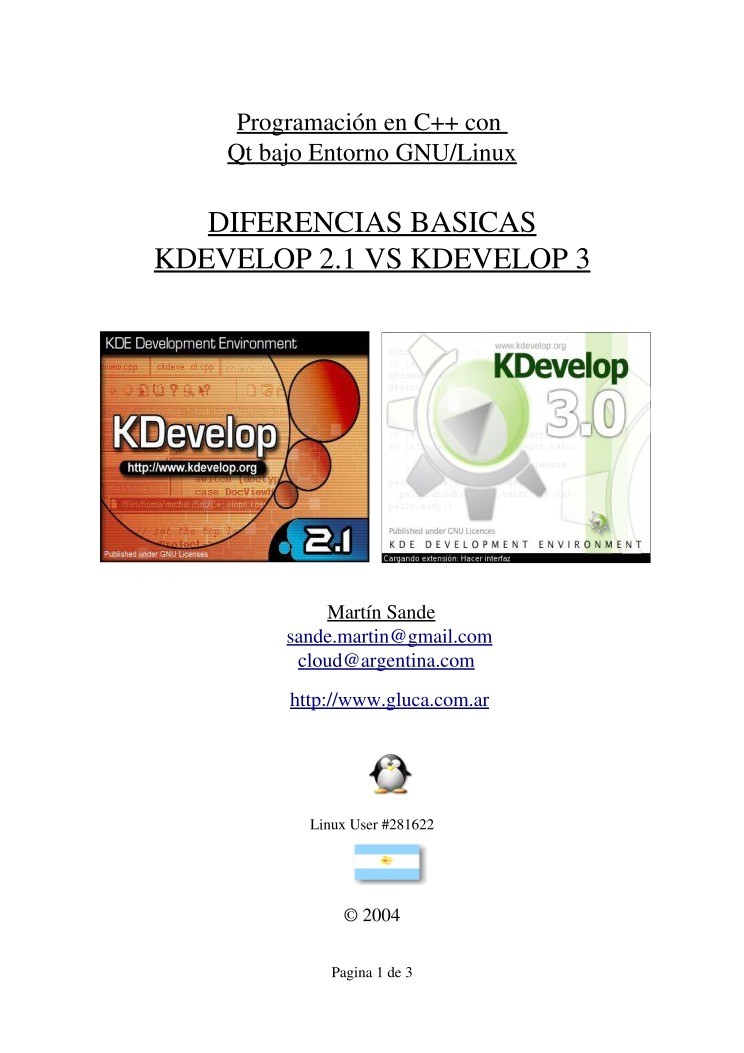 PDF de programación - Diferencias basica Kdevelop 2.1 vs Kdevelop 3